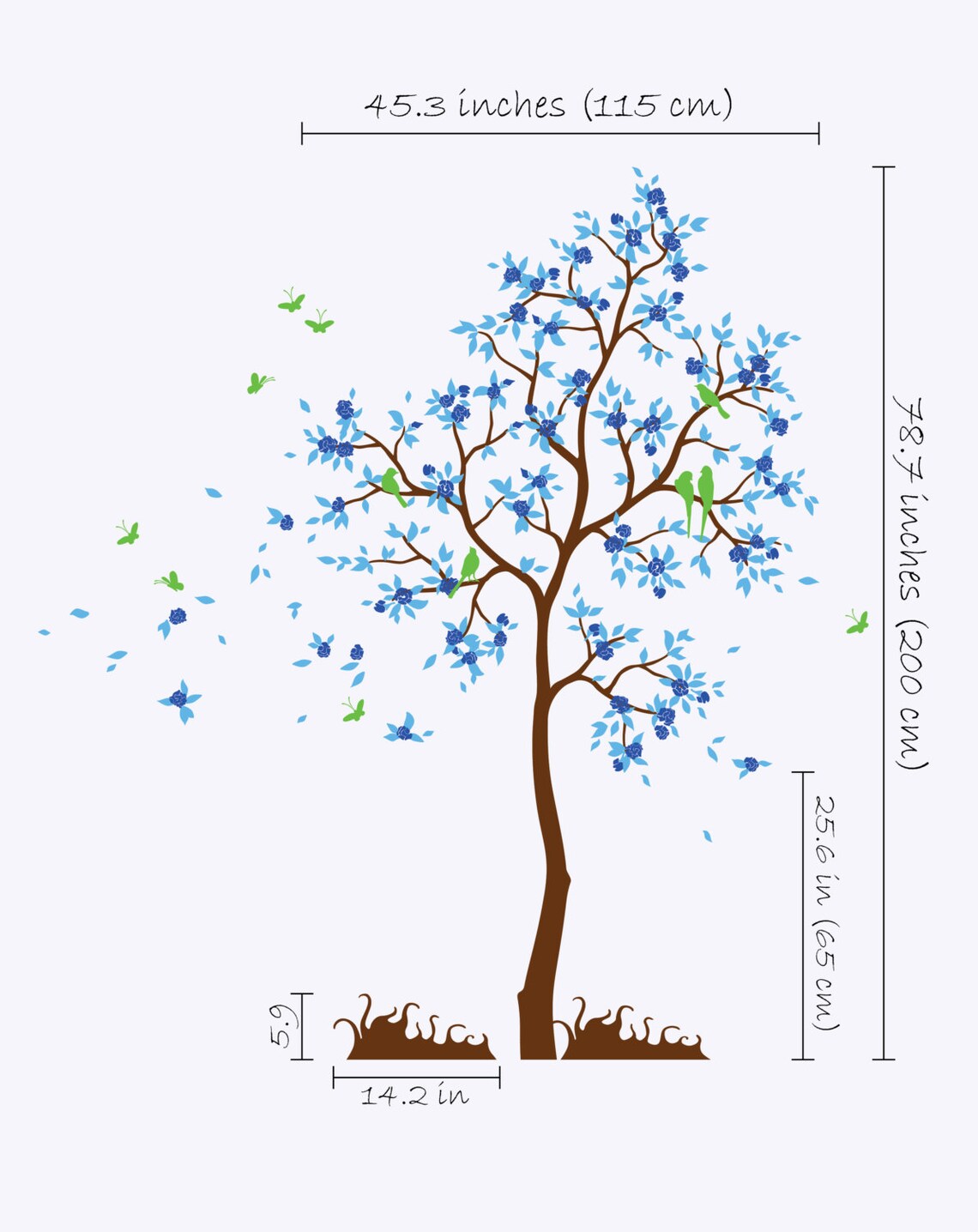 Tree wall decal Cute tree wall decals Rose Blossom Large | Etsy