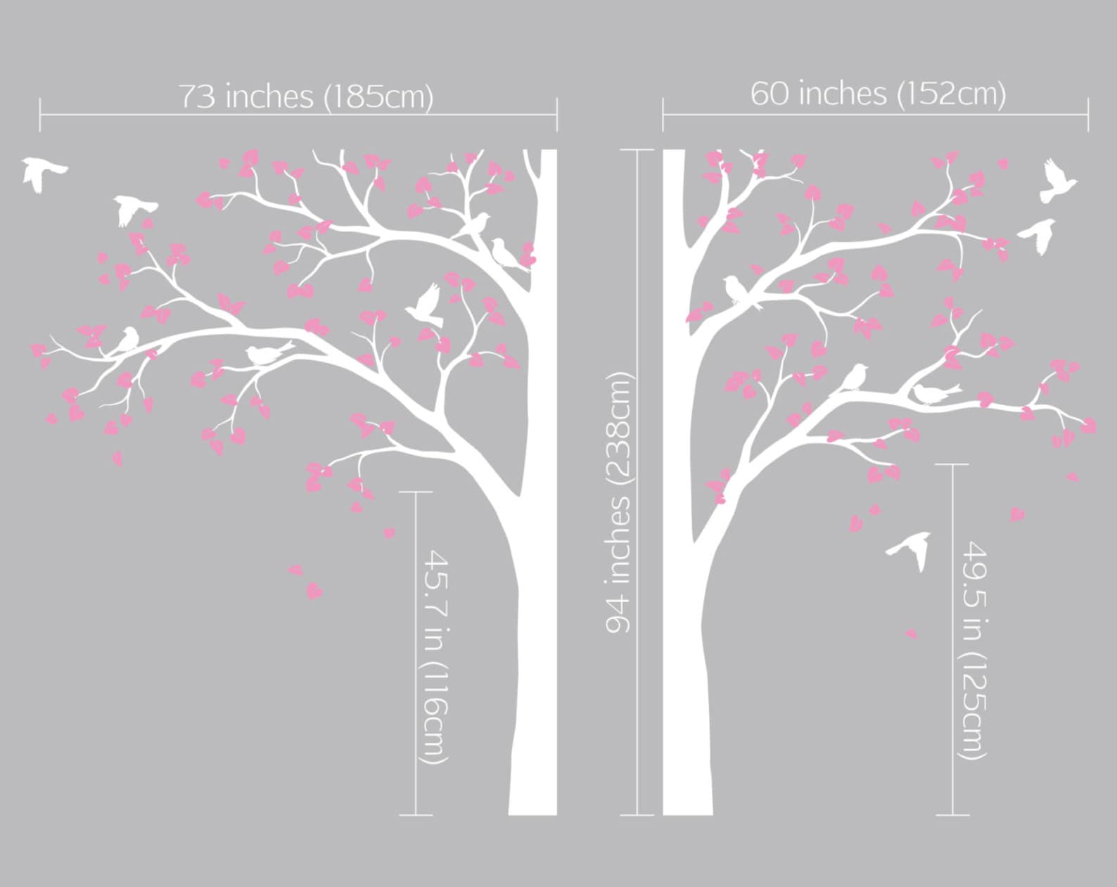 Large Tree Decal Huge White Tree Wall Decal Stickers Corner Wall Decals ...