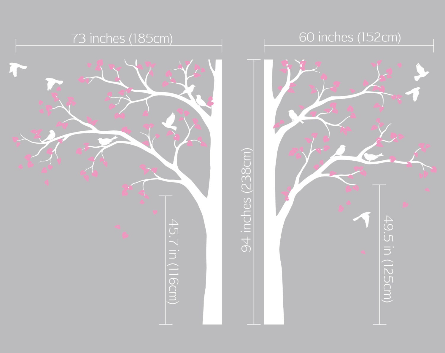 Large Tree Decal Huge White Tree Wall Decal Stickers Corner - Etsy