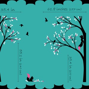 Large Corner Tree Wall Decal With Flying Birds Squirrels and Leaves ...