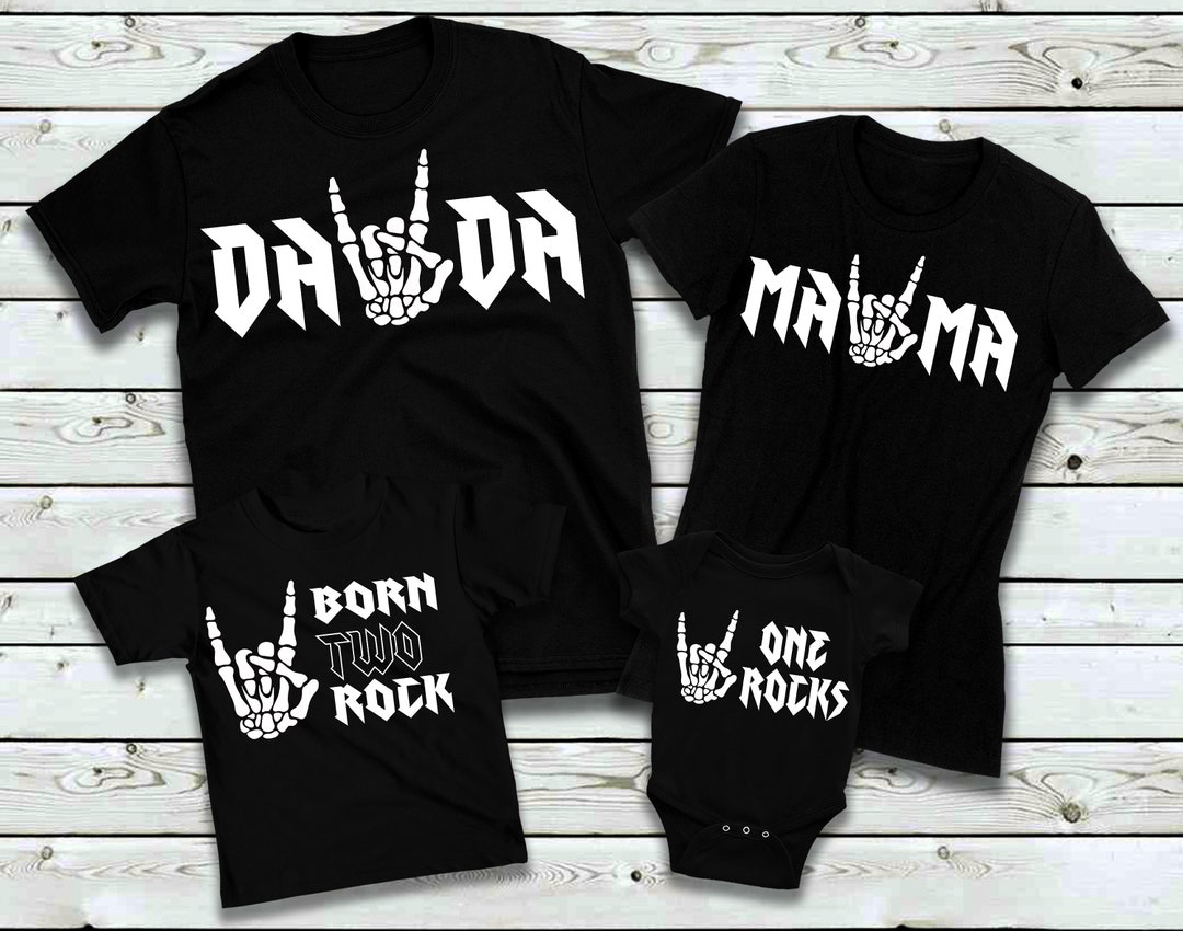 Rock Music Themed Birthday Family Shirts - One Rocks, Born Two Rock ...