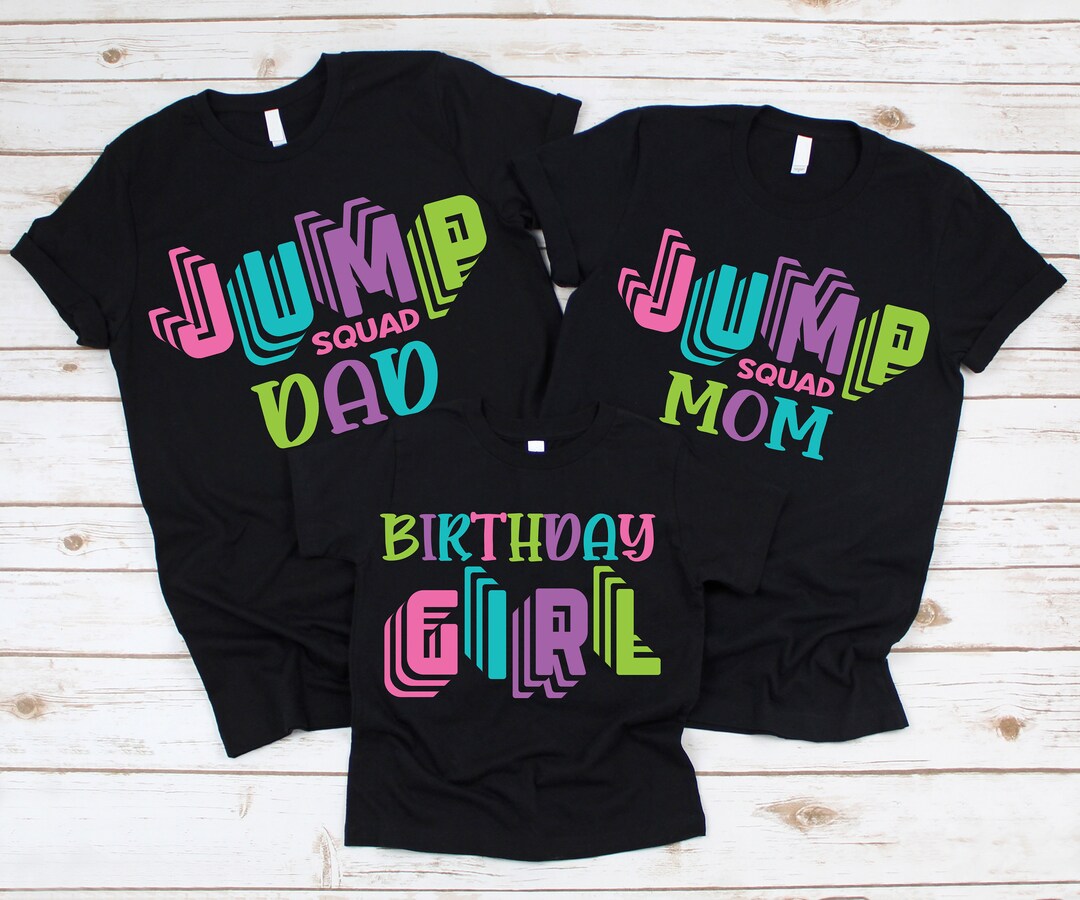 JUMP Birthday Family Shirts Trampoline Park Birthday, Neon Jump Glow ...