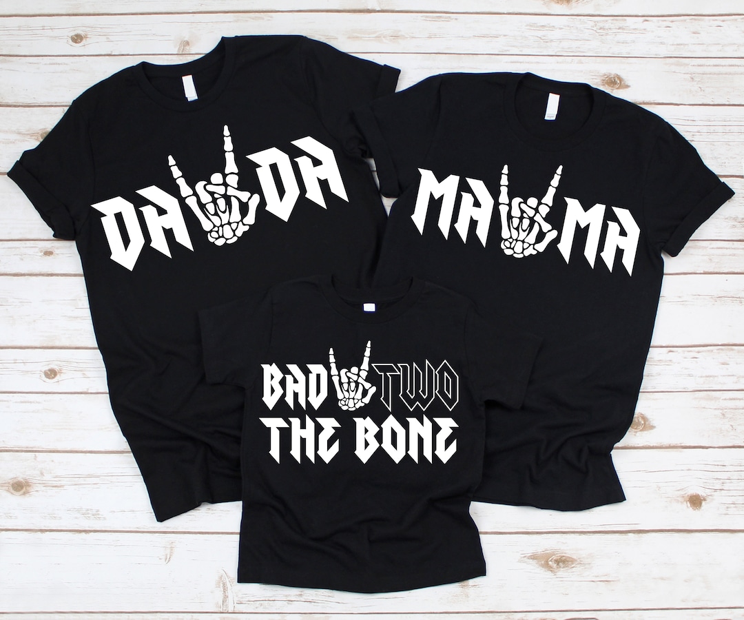 Bad TWO the Bone Birthday Family Shirts -2nd Birthday Boy, Rock N Roll ...