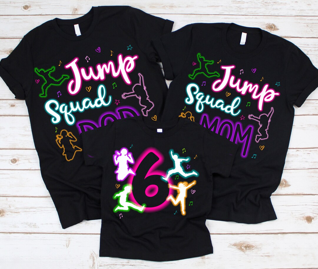 JUMP! Birthday Family Shirts - Trampoline Park Birthday, Neon Jump Glow ...