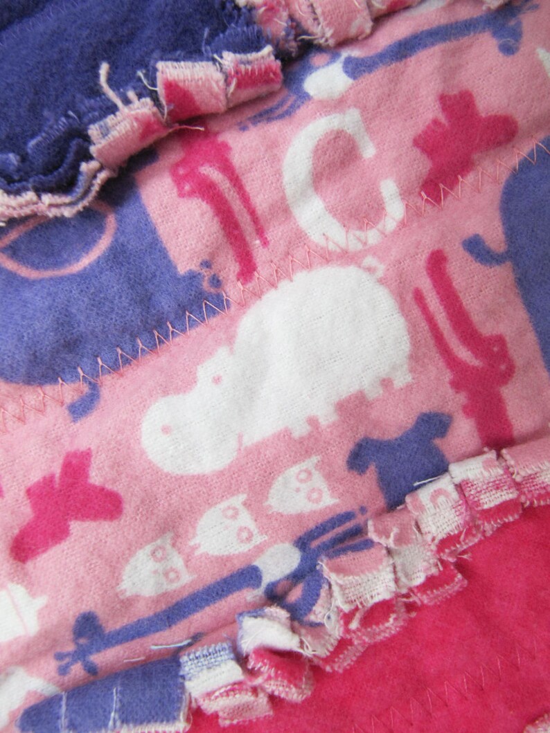 Zoo Animall Jelly Roll Rag Quilt for Baby Girl Purple Pink - Etsy