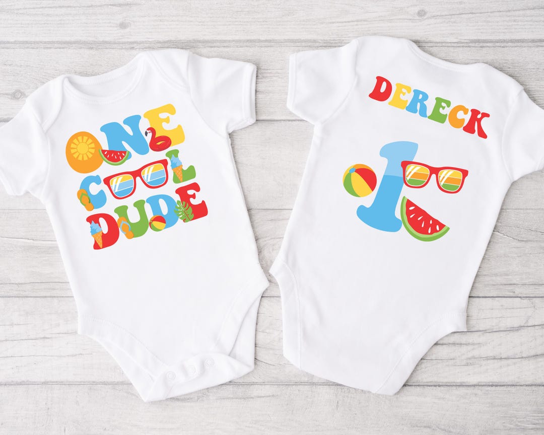 ONE Cool Dude Pool Party Birthday Boy Shirt - Splish Splash, 1st Bday ...