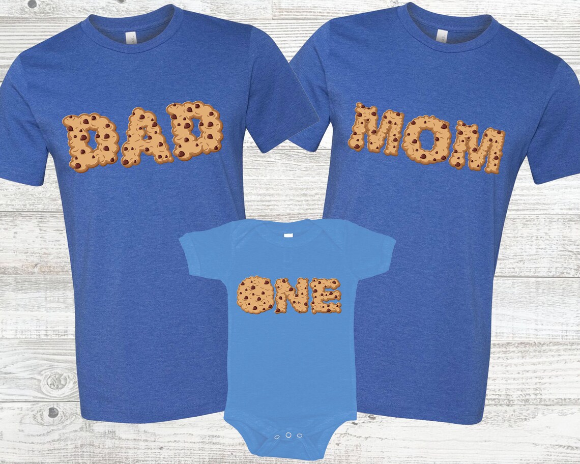 Cookie ONE Birthday With Matching Blue Family Shirts - Blue Cookie 1st ...