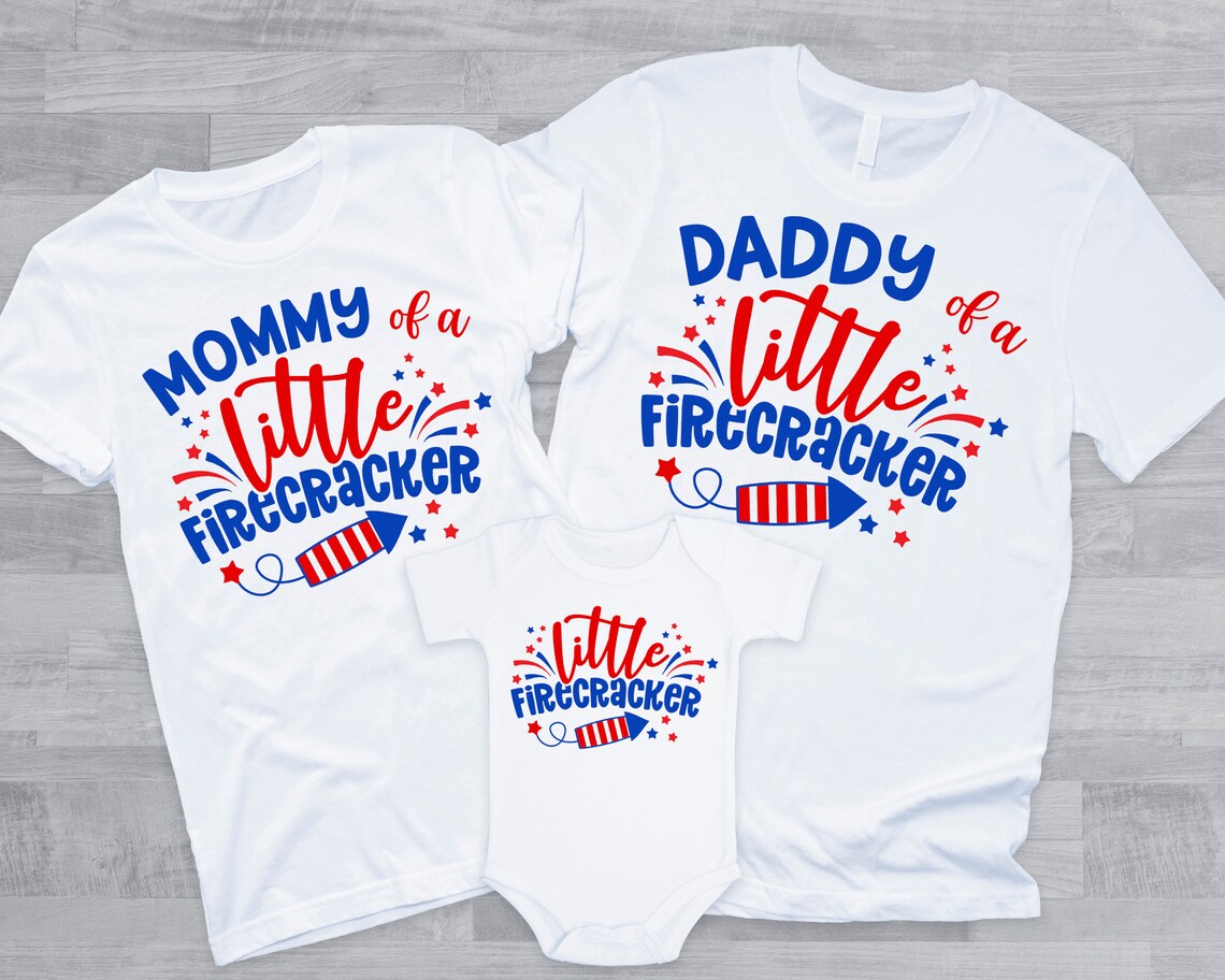 Little Firecracker Family Shirts - 4th of July Birthday, Independence ...