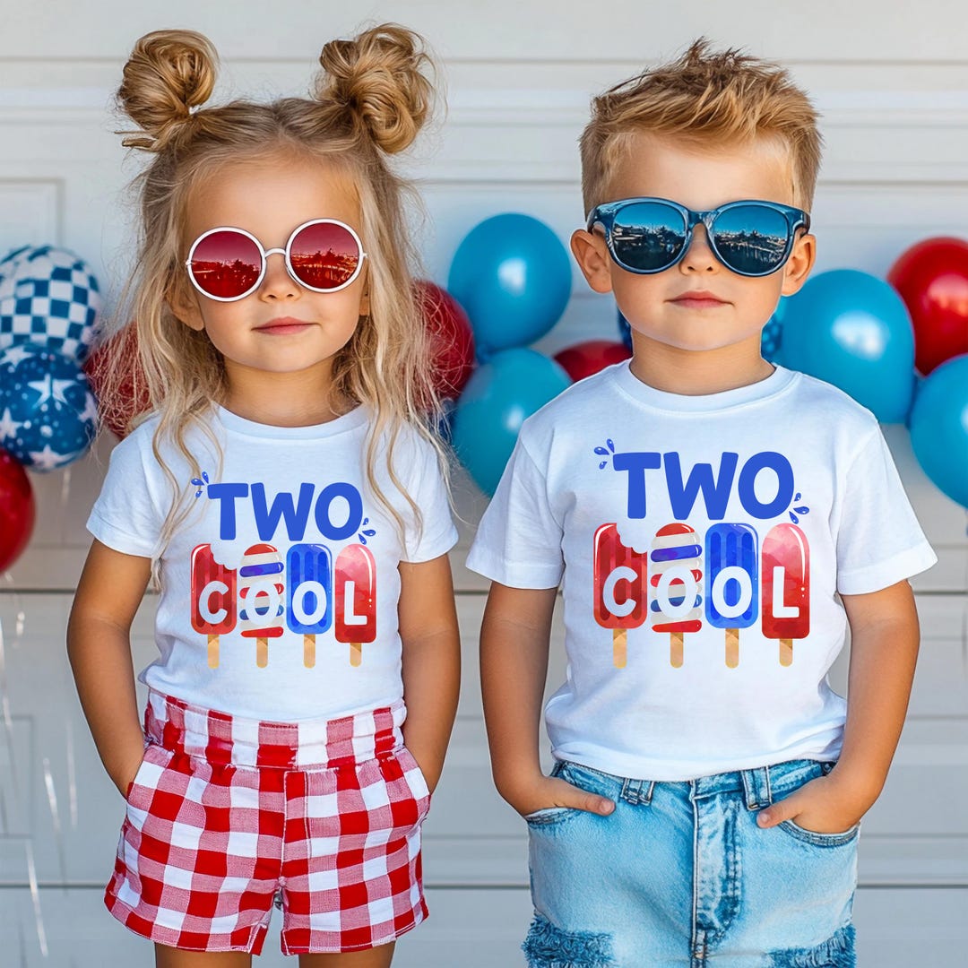 Two Cool Patriotic Popsicle Birthday Shirt - Fourth of July, 2nd ...