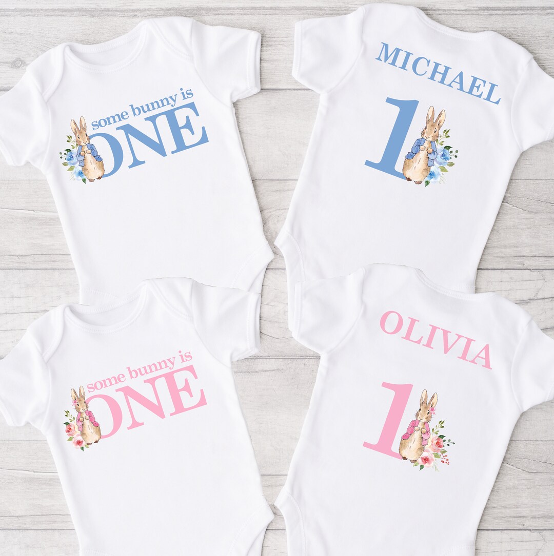 Peter Rabbit Flopsy 1st Birthday Twins Bodysuits - First Birthday ...