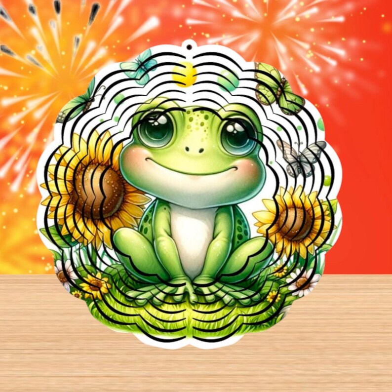 Frog Wind Spinner: 10-inch Glossy Kinetic Garden Art - Etsy