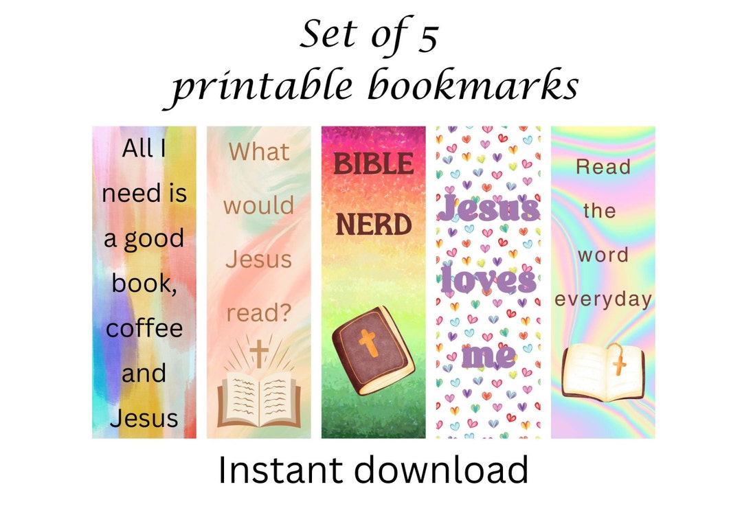 Printable Christian Inspirational Bookmarks, Set of 5 Digital ...