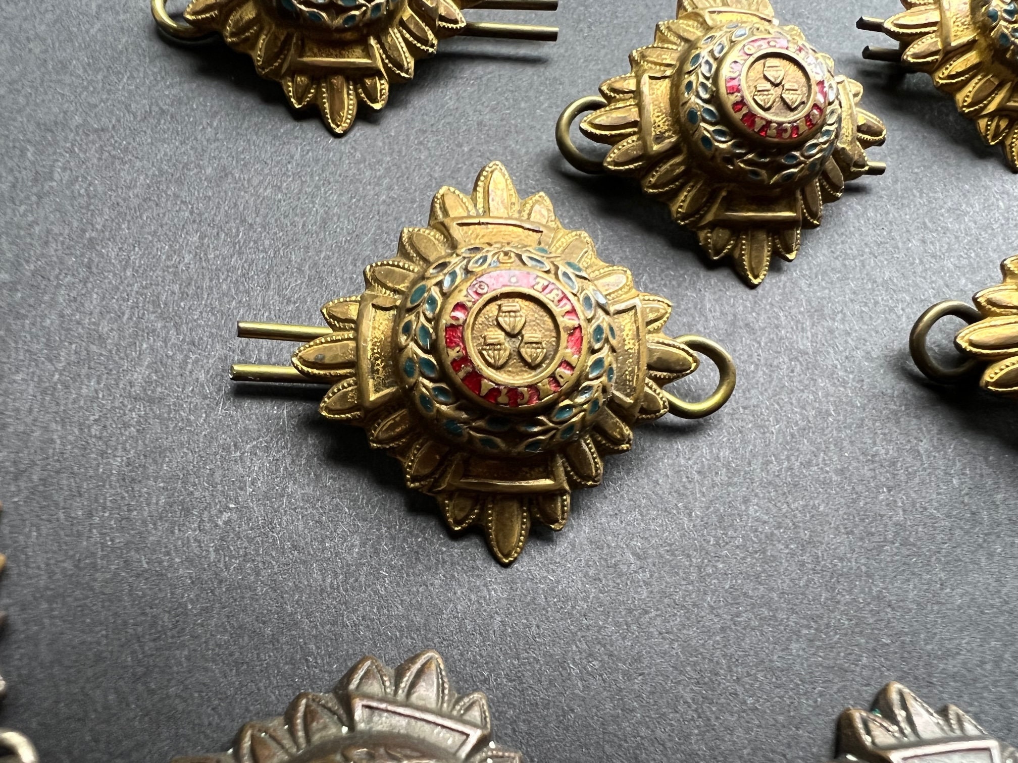 WWII British Army Officer's Pip Badges & Bracelet; Vintage British ...