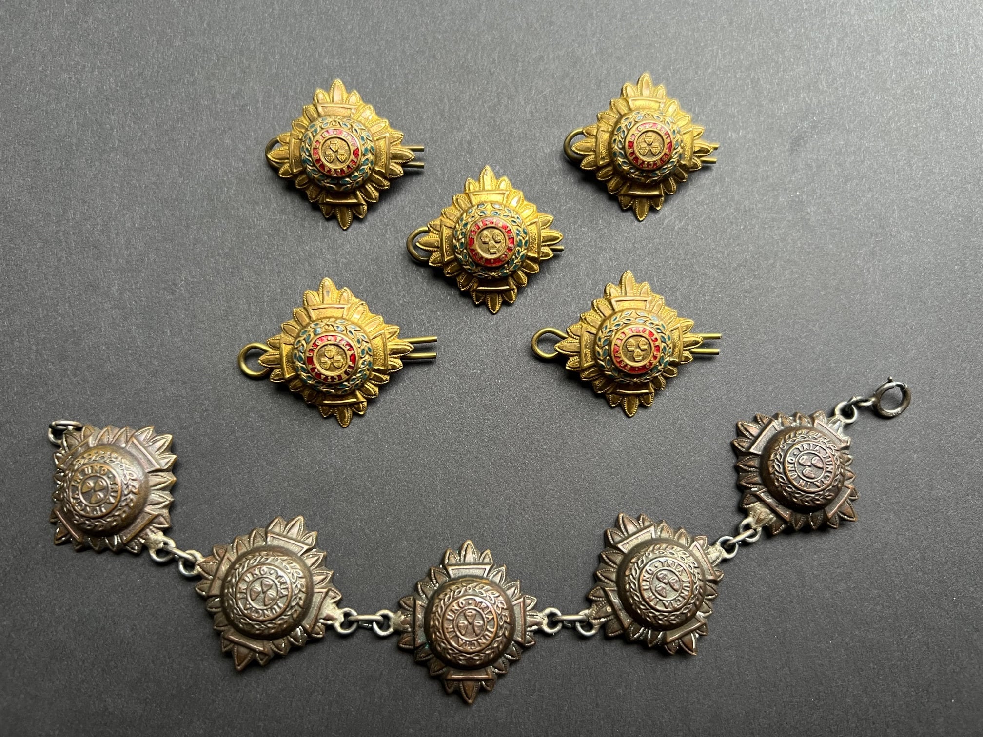 WWII British Army Officer's Pip Badges & Bracelet; Vintage British ...