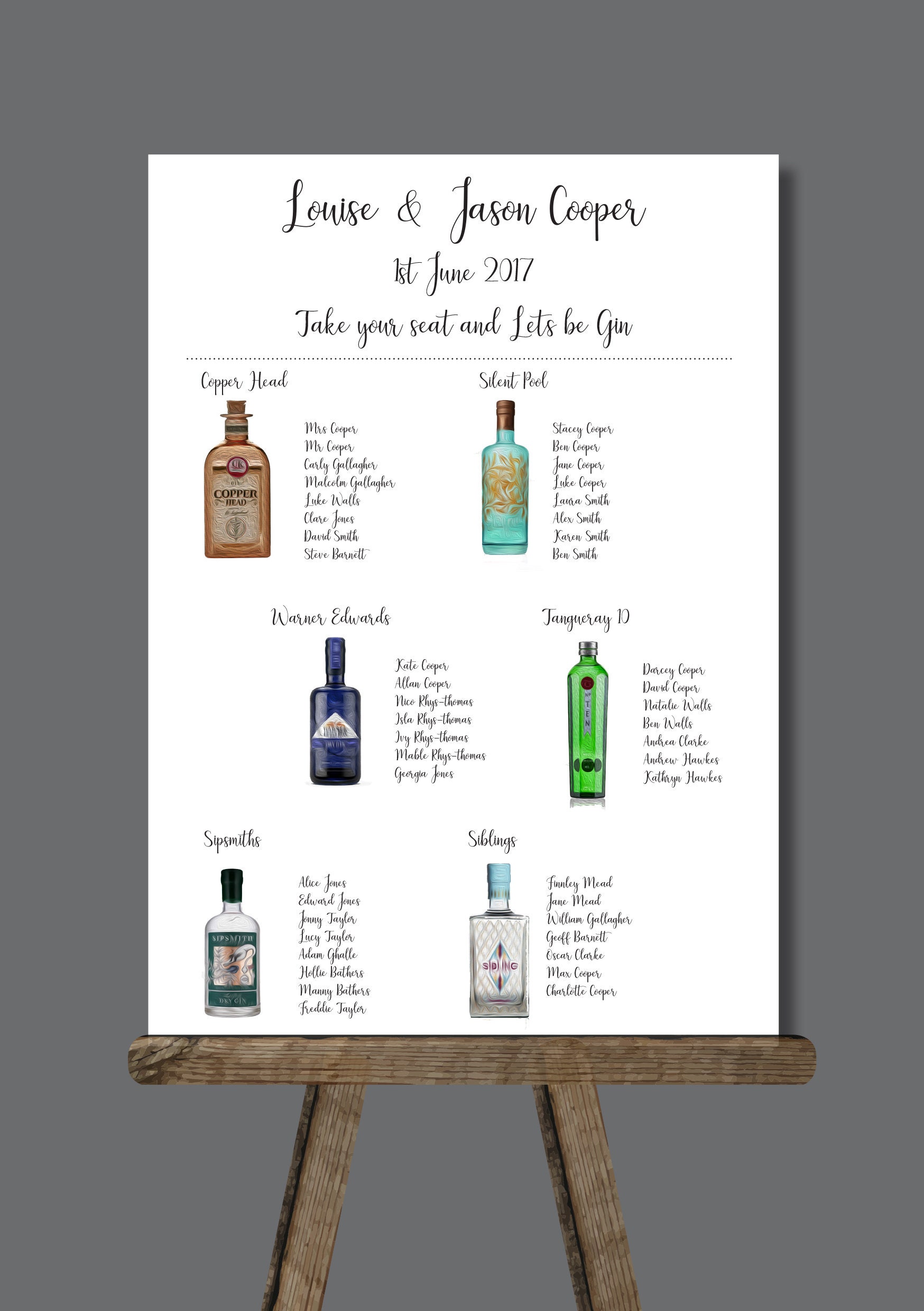 Gin Bottle Wedding Table Plan | Etsy