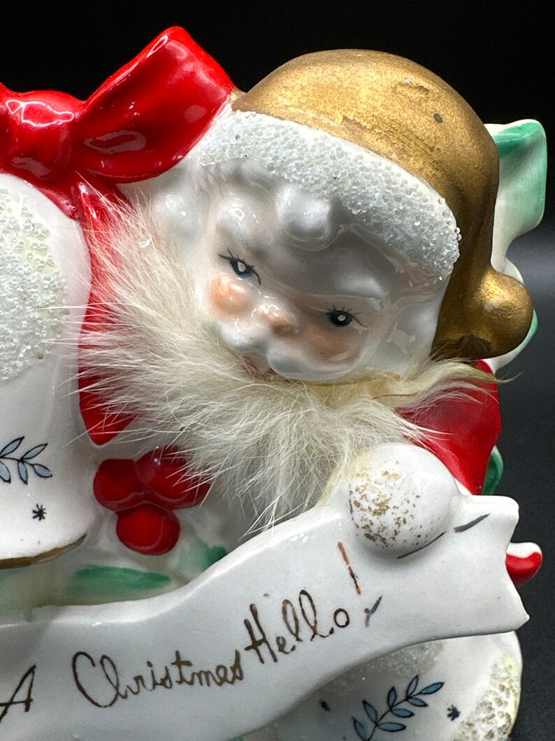 Ucagco Vintage Christmas Kitsch Santa Claus Porcelain Figurine Vase ...