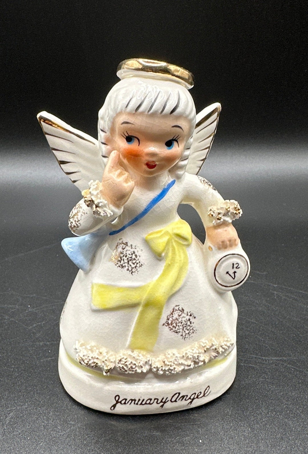 Vintage 1950’s Midcentury Kitsch January New Year’s Eve Porcelain Angel ...