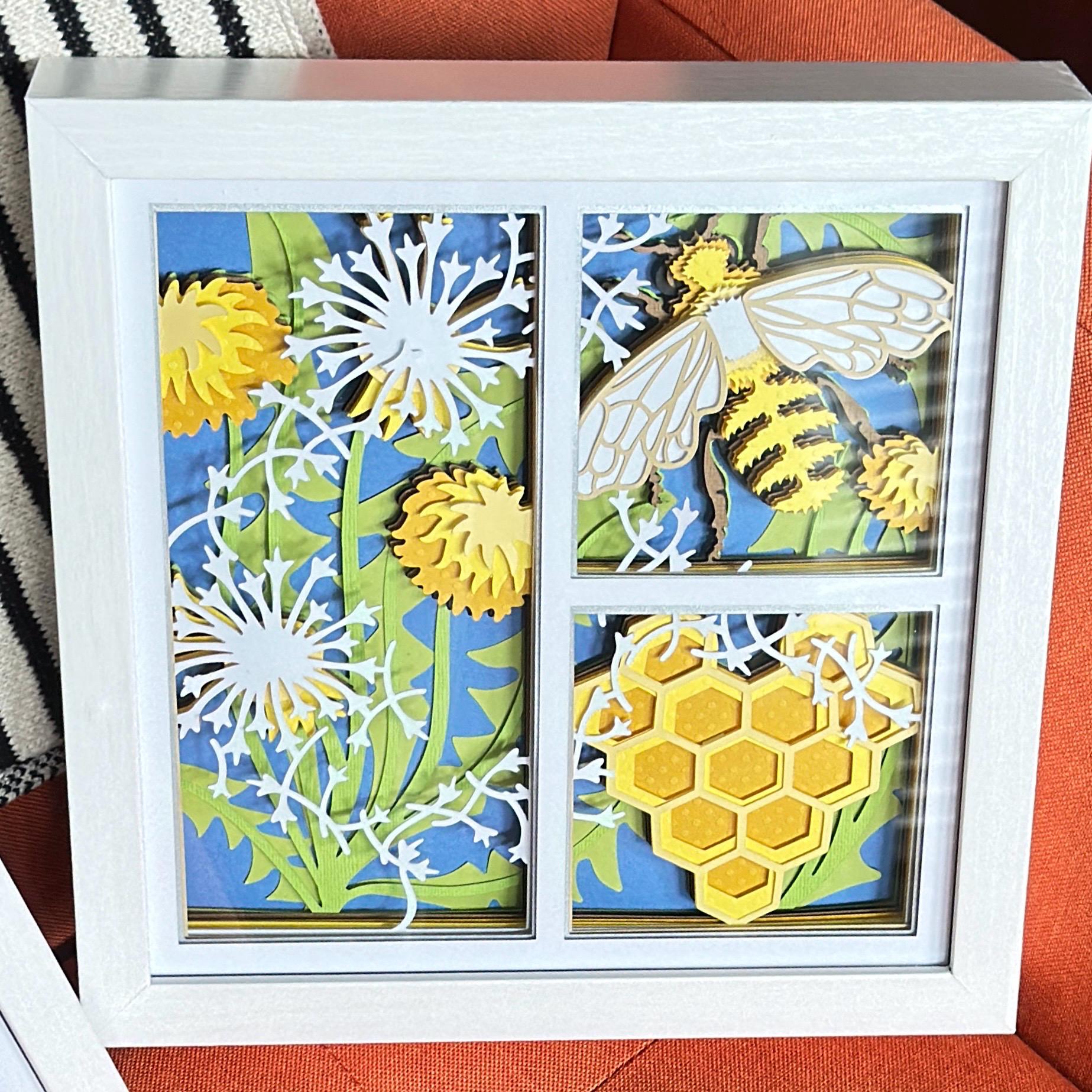 Bumble Bee **FINISHED** 3D Shadow Box; 9x9, Cardstock Papercrafting - Etsy