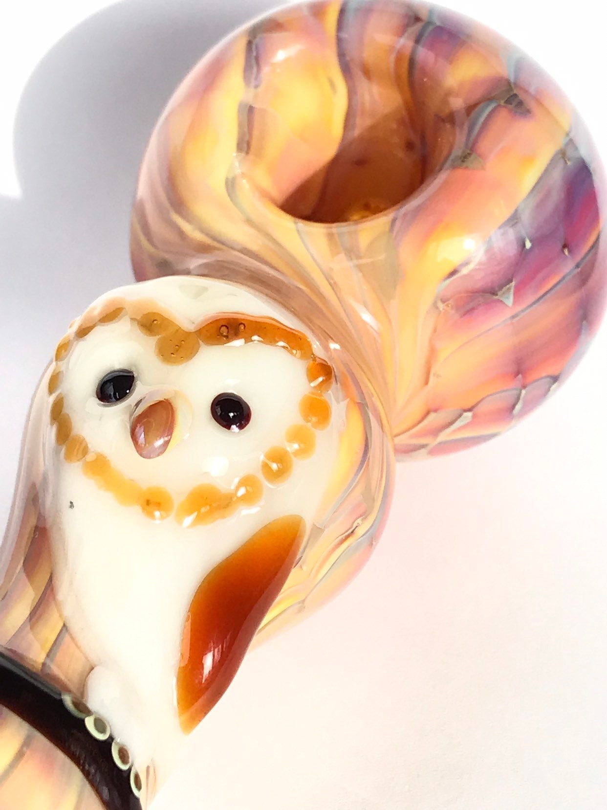 Barn Owl in the Trees Glass Pipe