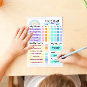 Editable Rainbow Chore Chart for Kids Routine Chart Kids Responsibility ...