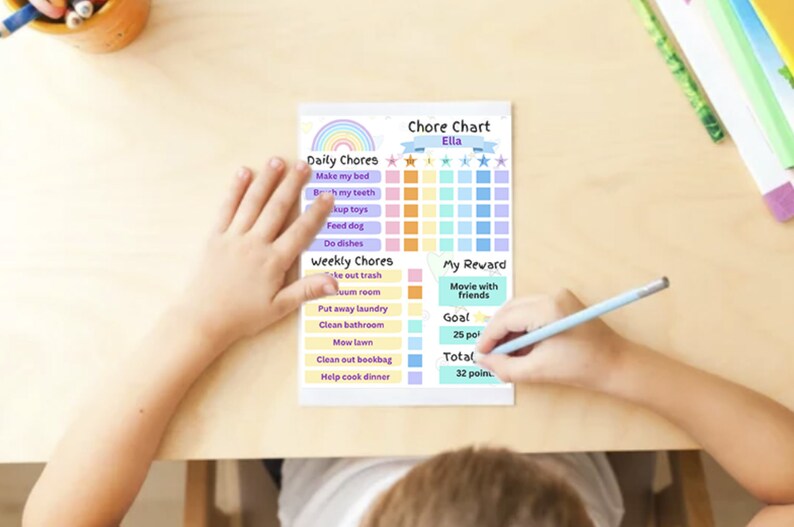 Editable Rainbow Chore Chart for Kids Routine Chart Kids Responsibility ...
