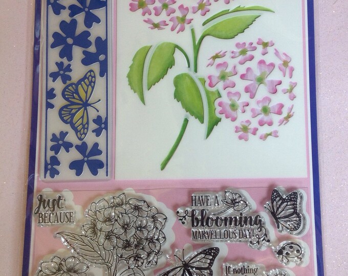The Hydrangea Set Stencil, Embossing Folder & Stamps - Etsy