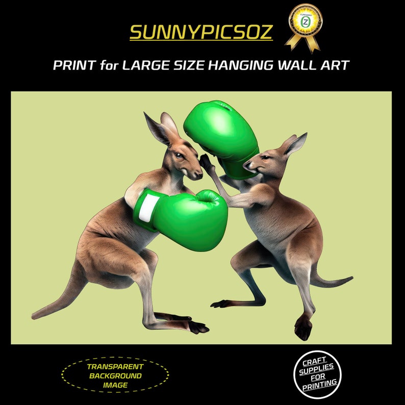 Boxing Kangaroos PNG - Wall Art for Kids. Printable Digital Photo for ...
