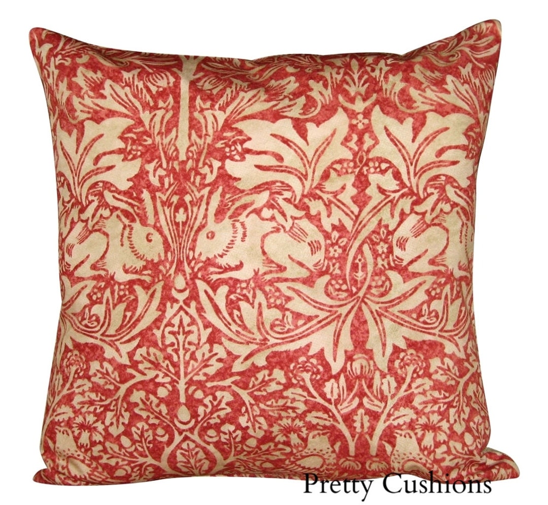William Morris Brer Rabbit Red & Hemp Cushion Cover - Etsy