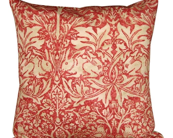William Morris Brer Rabbit Red & Hemp Cushion Cover - Etsy