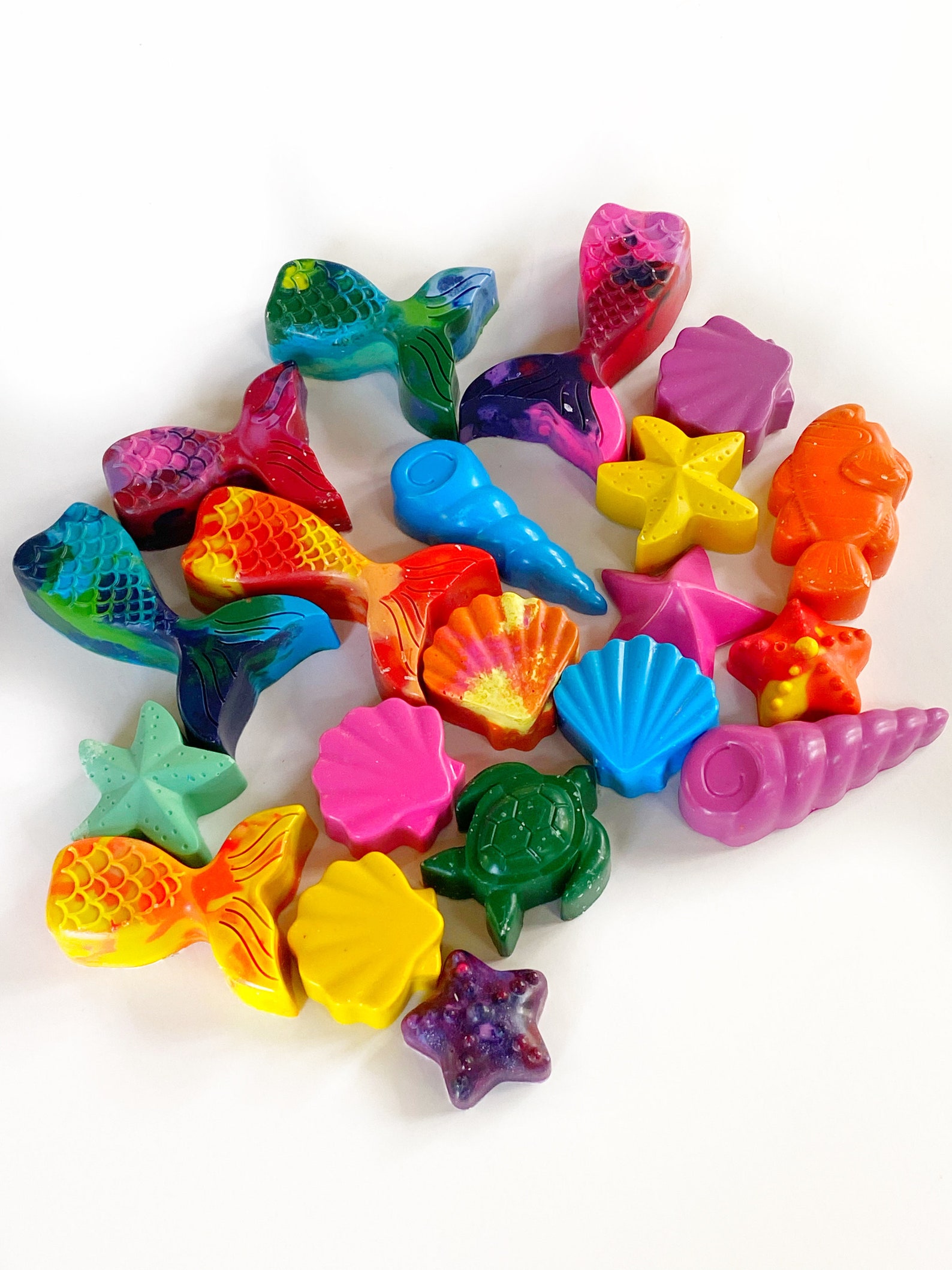 Under the Sea Shaped Crayons in a Gift Tin Mermaid and Ocean - Etsy