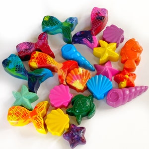Under the Sea Shaped Crayons in a Gift Tin, Mermaid and Ocean Shaped ...