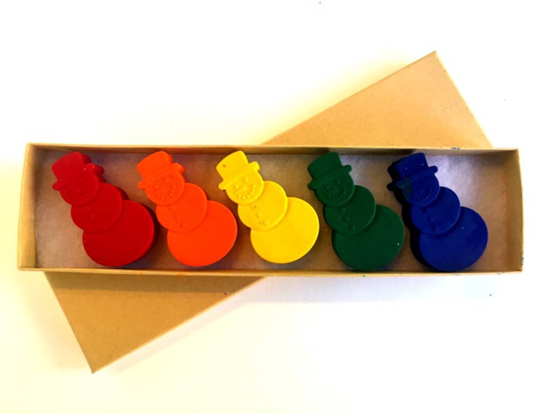 Boxed Set of 5 Snowman Shaped Crayons, Stocking Stuffer for Kids ...