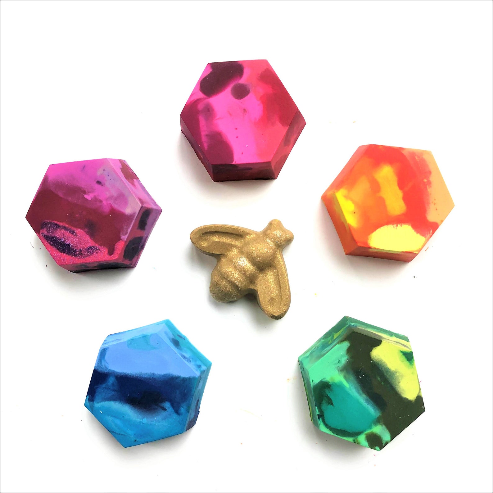 Geometric Shaped Crayons Modern Geometric Crayons Honeycomb | Etsy