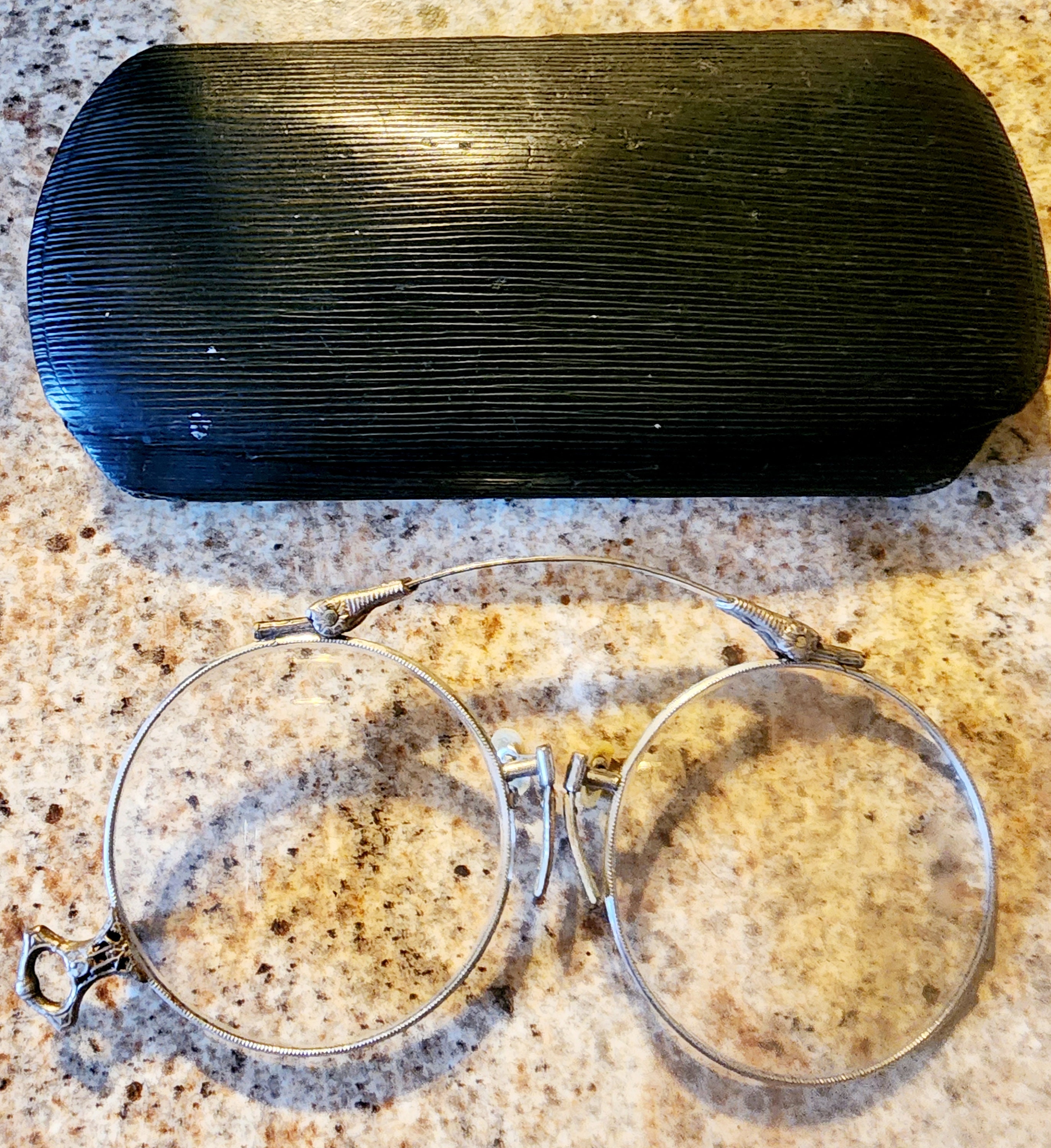 Pince Nez 12K GF WHITE Gold Oxford Lorgnette Eye Glasses Spectacles ...