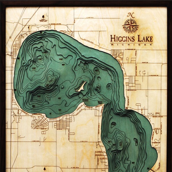 Topographic Map of Lake Michigan - Etsy