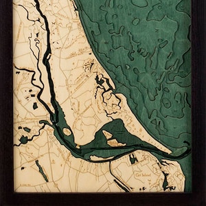 Myrtle Beach Wood Carved Topographic Depth Chart / Map - Etsy