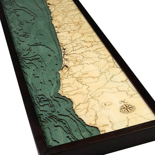 California Coast Wood Carved Topographical Depth Chart / Map - Etsy