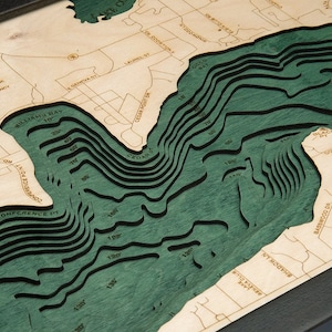 Lake Geneva, WI Wood Carved Topographic Depth Chart / Map - Etsy