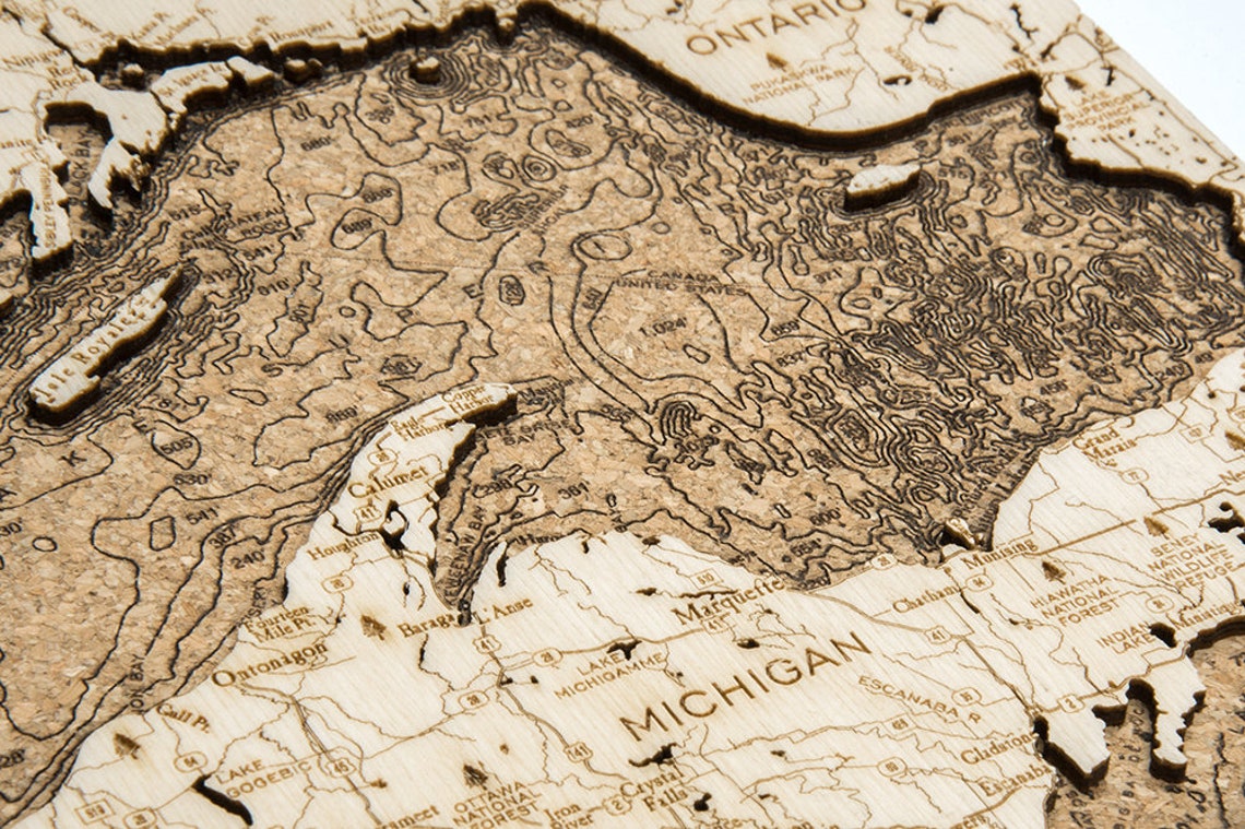 Lake Superior Topographic Cork Decoration - Etsy