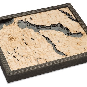 Lake Charlevoix Wood Carved Topographic Depth Chart / Map - Brown - Etsy