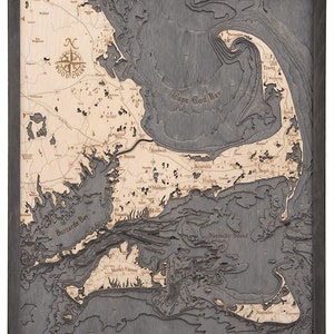Cape Cod Wood Carved Topographic Depth Chart - Brown - Etsy