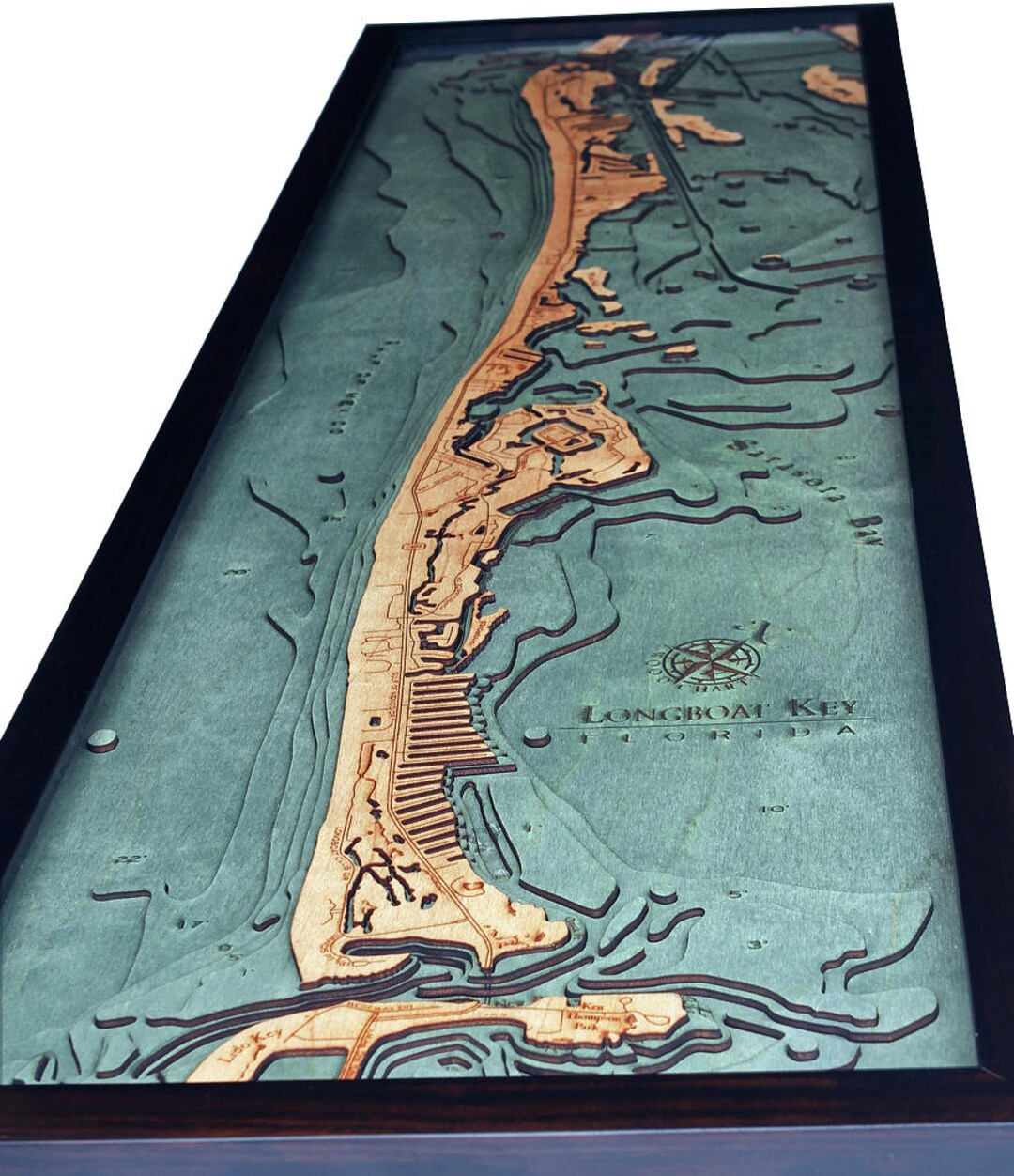 Longboat Key Wood Carved Topographic Depth Chart / Map - Etsy