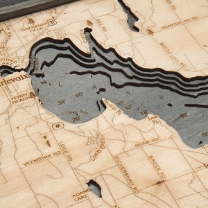 Lake Charlevoix Wood Carved Topographic Depth Chart / Map - Brown - Etsy