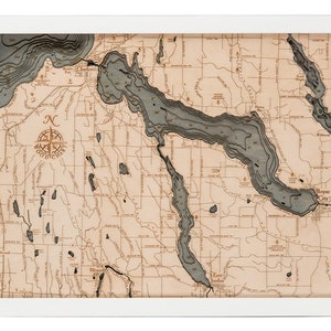 Lake Charlevoix Wood Carved Topographic Depth Chart / Map - Etsy
