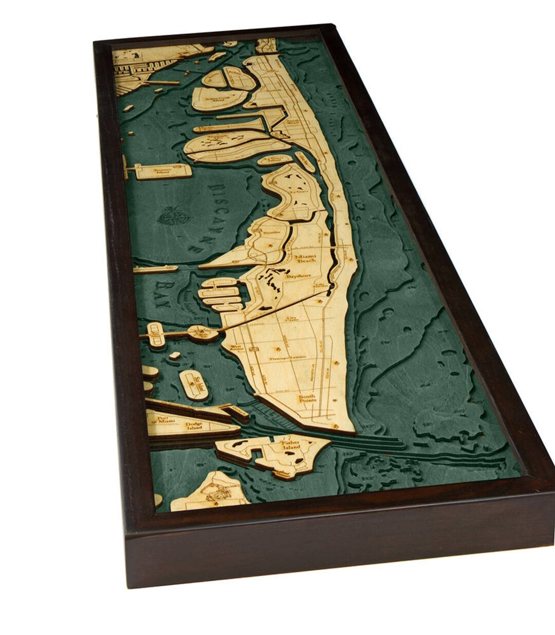 Miami Beach Wood Carved Topographic Depth Chart / Map - Etsy