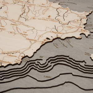 Puerto Rico Wood Carved Topographic Depth Chart / Map - Etsy