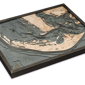Sanibel Island Wood Carved Topographic Depth Chart / Map - Etsy