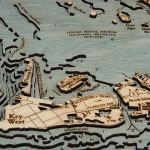 Florida Keys Wood Carved Topographic Depth Chart / Map - Etsy