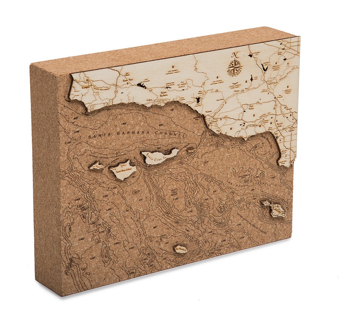 Santa Barbara Topographic Cork Decoration - Etsy