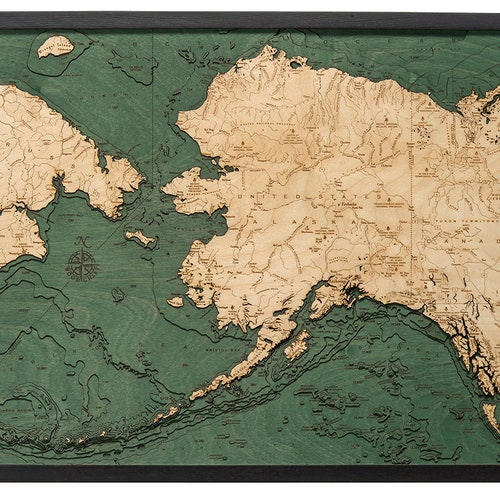 Alaska Wood Carved Topographic Depth Chart / Map - Etsy